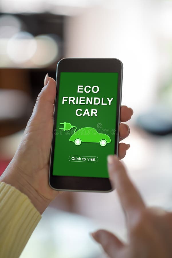 Eco Friendly Car Concept on a Smartphone Stock Photo - Image of ...