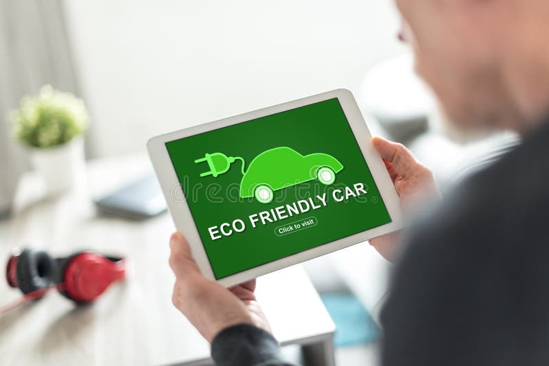 Eco Friendly Car Concept on a Tablet Stock Photo - Image of alternative ...