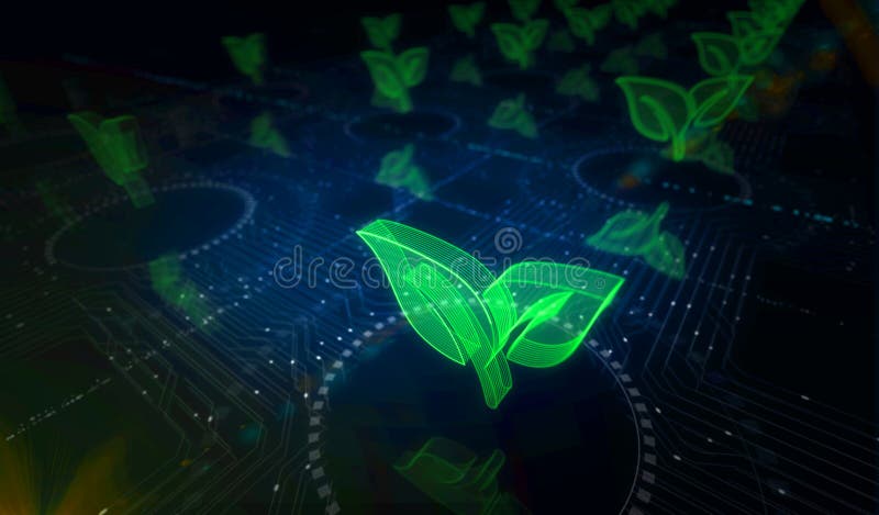 Ecology and Eco Friendly Technology Symbol Digital Concept 3d ...