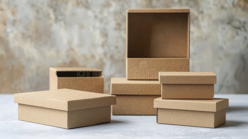 Eco-friendly Cardboard Boxes Stacked Artistically in a Studio Setting ...