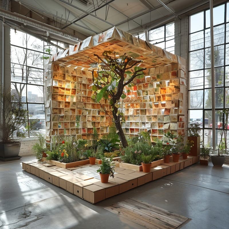 Eco-Friendly Cardboard Stand with a Recycled Paper Mosaic Stock Image ...