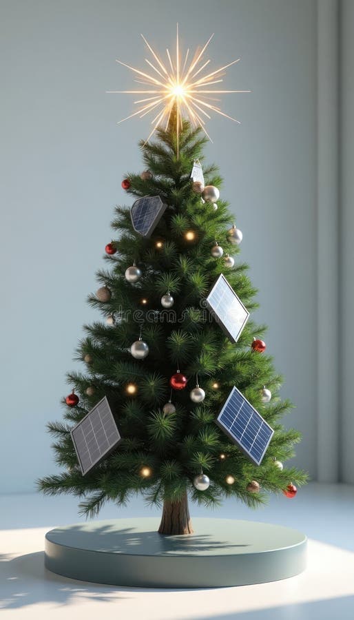 Eco Friendly Christmas Tree with Solar Panels instead of Traditional ...