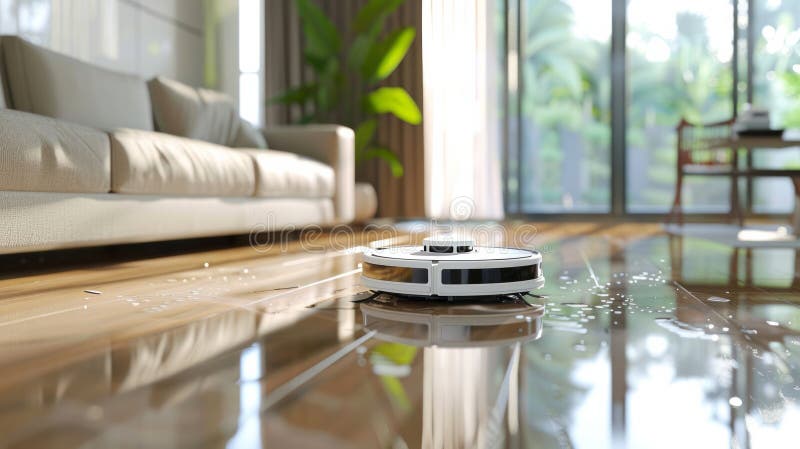 Eco-Friendly Cleaning Robot on Diverse Surfaces Stock Illustration ...