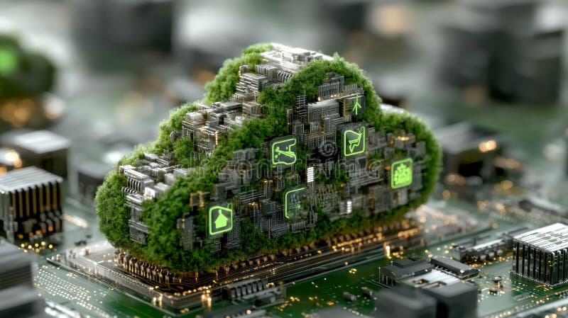 Eco-friendly Cloud Computing Concept Visualized As a Lush Green Cloud ...
