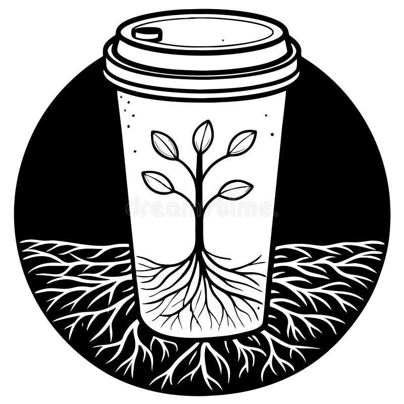 Eco Friendly Coffee Cup Design Featuring Tree Growth and Roots ...