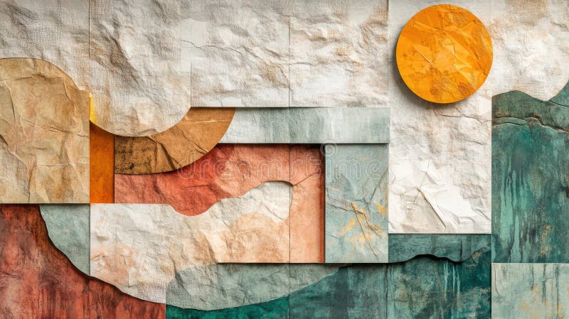 Eco-friendly Collage Art, Art with Recycled Materials and Soft Neutral ...