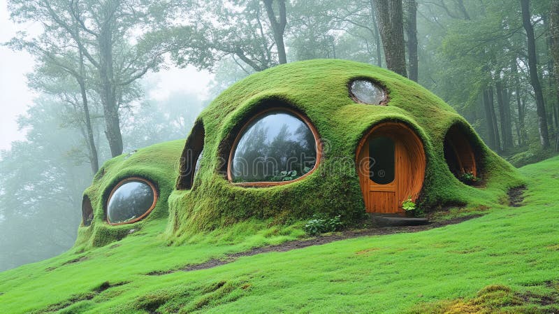 Eco Friendly Community with Innovative Dome Houses Covered Moss ...
