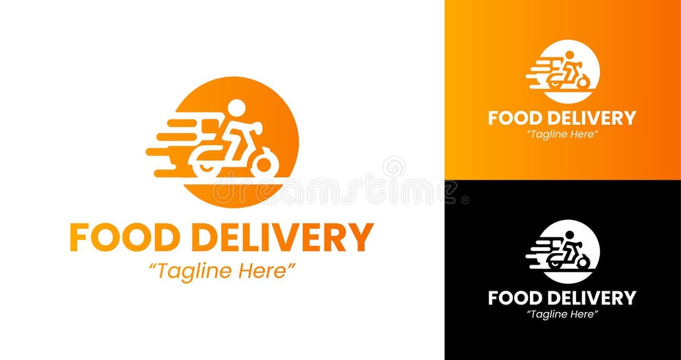 Modern Orange Food Delivery Logo with Fast Delivery Icon for Branding ...