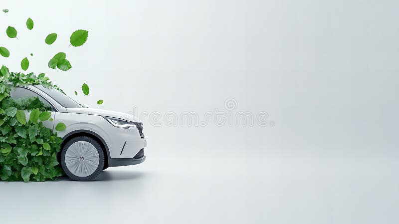 Eco-friendly Concept Car with Leaf Integration on Minimalist Background ...