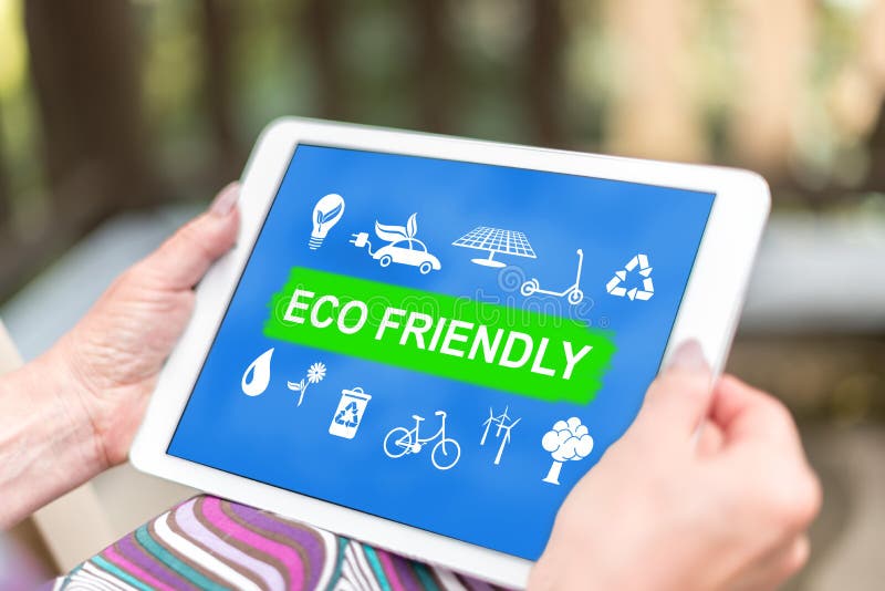 Eco Friendly Concept on a Tablet Stock Illustration - Illustration of ...
