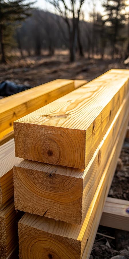 Eco-Friendly Construction Stack of Sustainable Wooden Planks Emphasizes ...