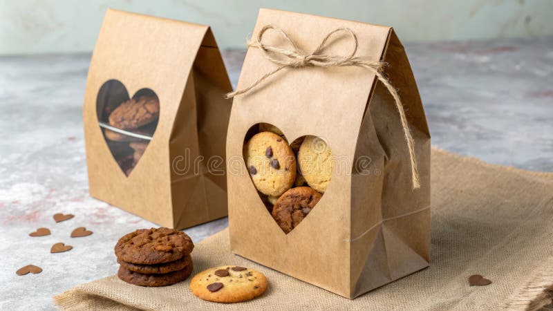 Eco-friendly Cookie Packaging with Heart Cutout Windows for Gifting ...