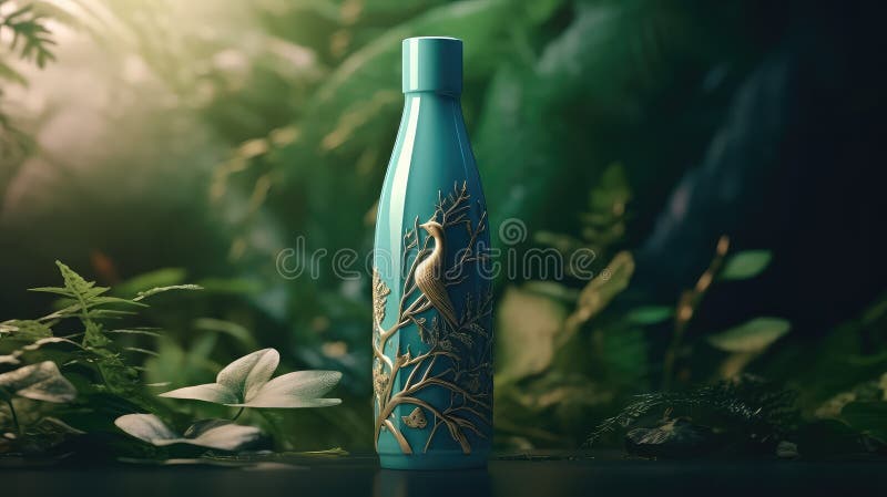 Eco-Friendly 3D Nature Background with Luxury Bottle Packaging Mockup ...