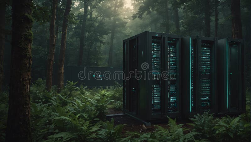 Eco-friendly Data Center with Advanced Servers in a Serene Forest ...