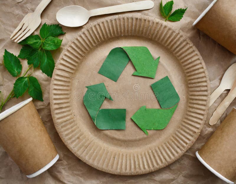 Eco-friendly Disposable Tableware Made of Craft Paper, Featuring a ...