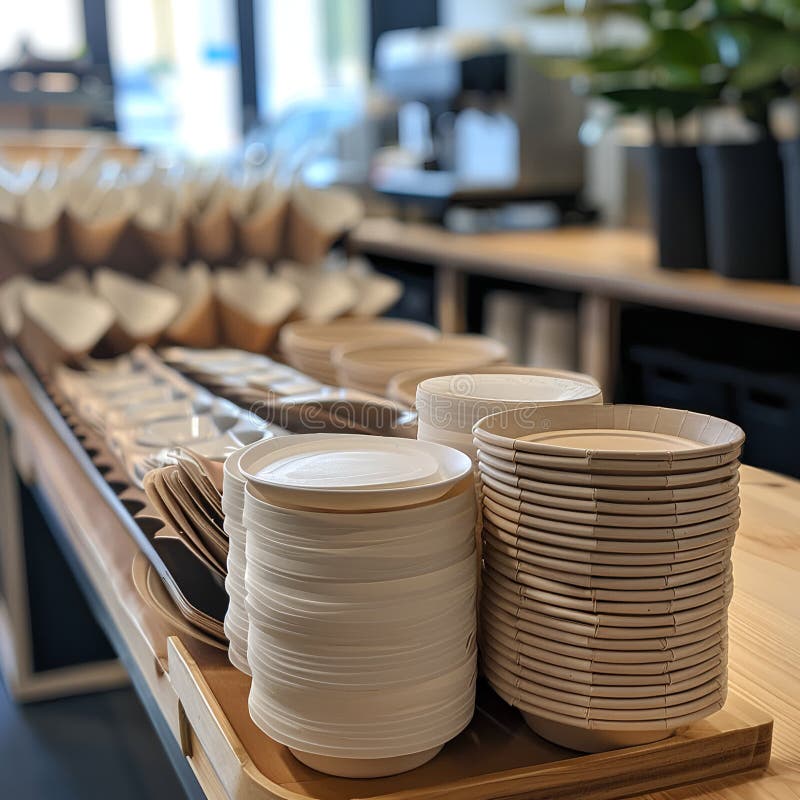 Eco Friendly Disposable Tableware Isolated on a White Background Stock ...