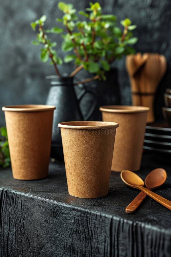 Eco-friendly Disposable Tableware Made of Paper and Wood on the ...