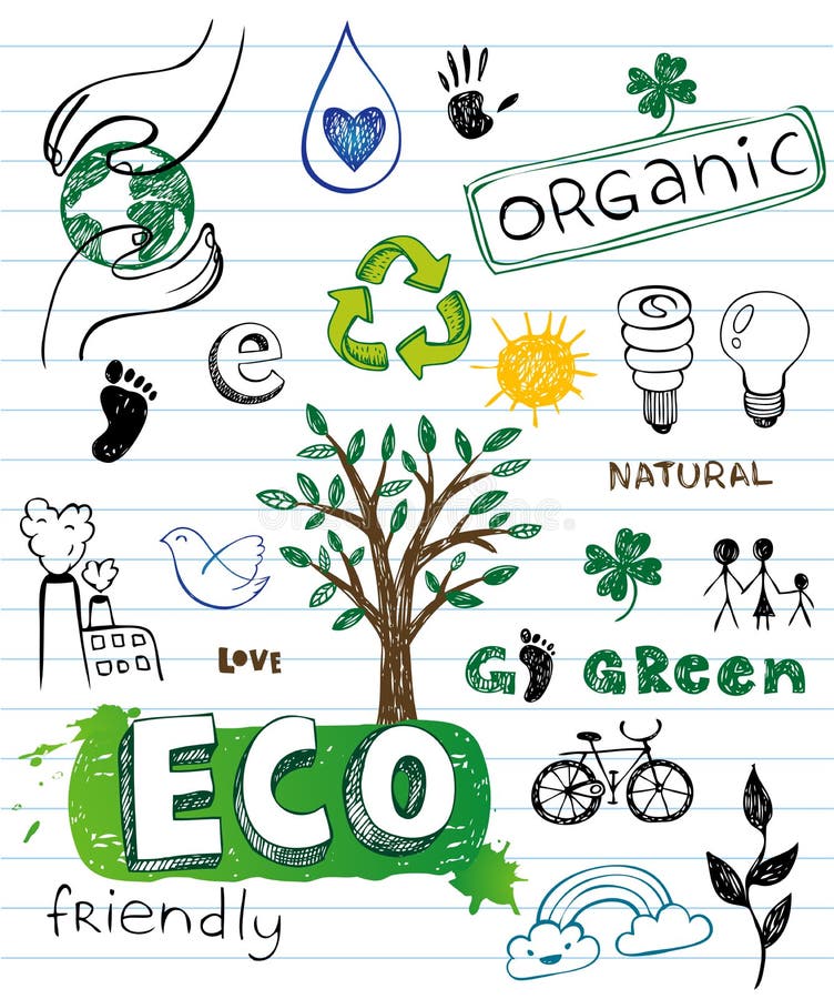 Doodles eco icon set stock vector. Illustration of bottle - 41930287