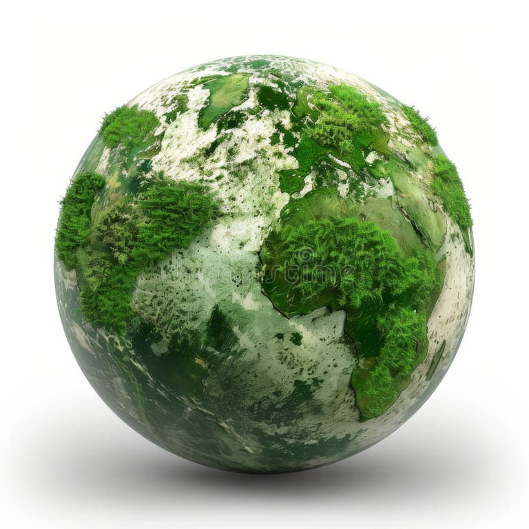 Eco-Friendly Earth Globe with Lush Green Grass. Earth Sphere Covered in ...