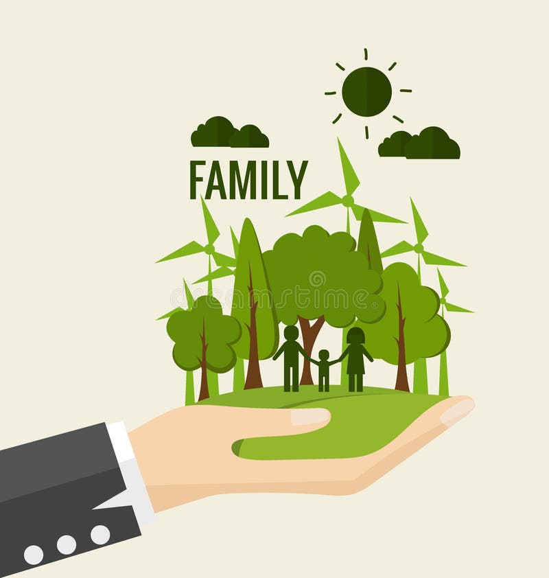 ECO FRIENDLY. Ecology Concept with Recycle Symbol and Tree. Vector ...