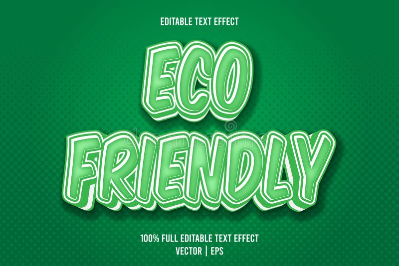 Eco Friendly Editable Text Effect 3 Dimension Emboss Cartoon Style Stock Vector - Illustration ...