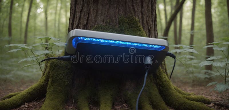 An Eco-friendly Electric Charging Station is Built into a Tree in a ...