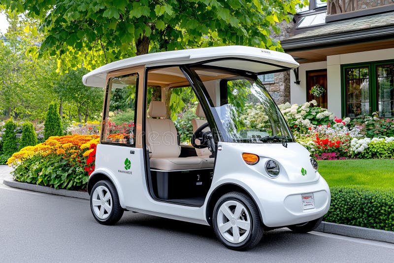 An Eco-friendly Electric Vehicle Ready for Guest Pickup Stock Photo ...