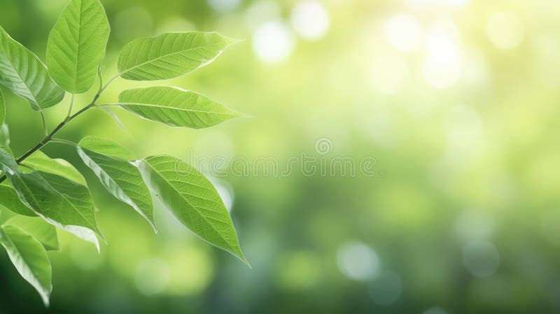 Eco-Friendly Elegance: Green Leaf Close-Up on Sunlit Blurred Greenery ...