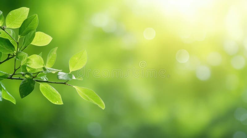 Eco-Friendly Elegance: Green Leaf Close-Up on Sunlit Blurred Greenery ...