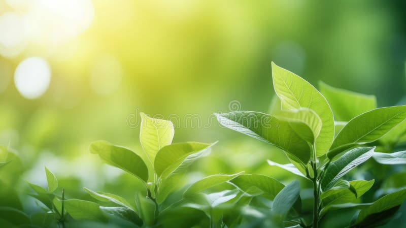 Eco-Friendly Elegance: Green Leaf Close-Up on Sunlit Blurred Greenery ...