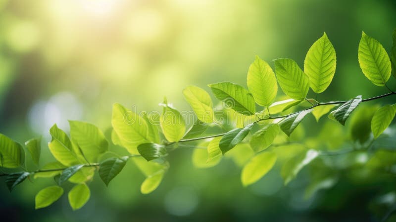 Eco-Friendly Elegance: Green Leaf Close-Up on Sunlit Blurred Greenery ...