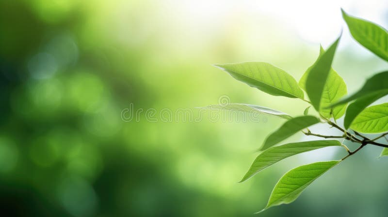 Eco-Friendly Elegance: Green Leaf Close-Up on Sunlit Blurred Greenery ...