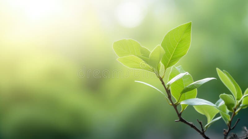 Eco-Friendly Elegance: Green Leaf Close-Up on Sunlit Blurred Greenery ...