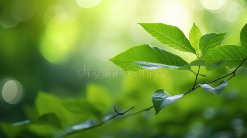 Eco-Friendly Elegance: Green Leaf Close-Up on Sunlit Blurred Greenery ...