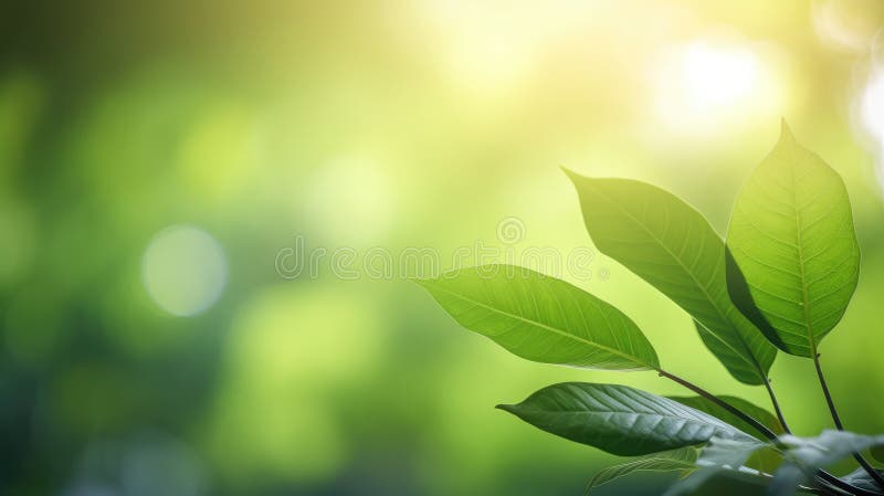 Eco-Friendly Elegance: Green Leaf Close-Up on Sunlit Blurred Greenery ...