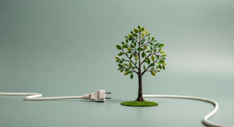 Eco-friendly Energy Concept: Tree Connected To Power Cord Symbolizing ...