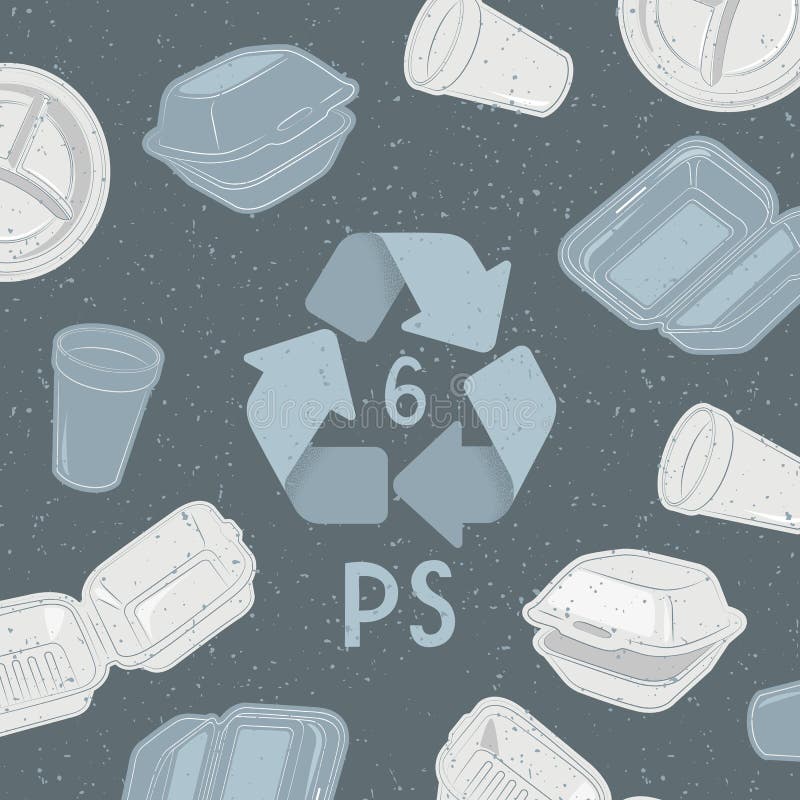 Waste Recycling. Banner with Plastic Dishes and Polystyrene Containers ...