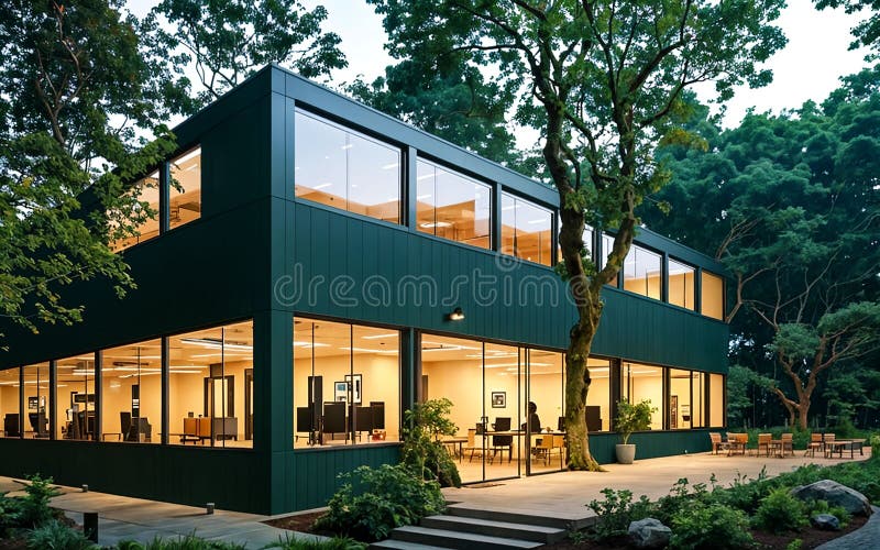 Eco-Friendly Glass Office Embracing Sustainability and Nature in the ...