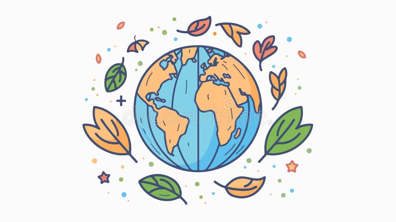 Eco-Friendly Globe with Leaf Outline Icon for Environmental Concept ...