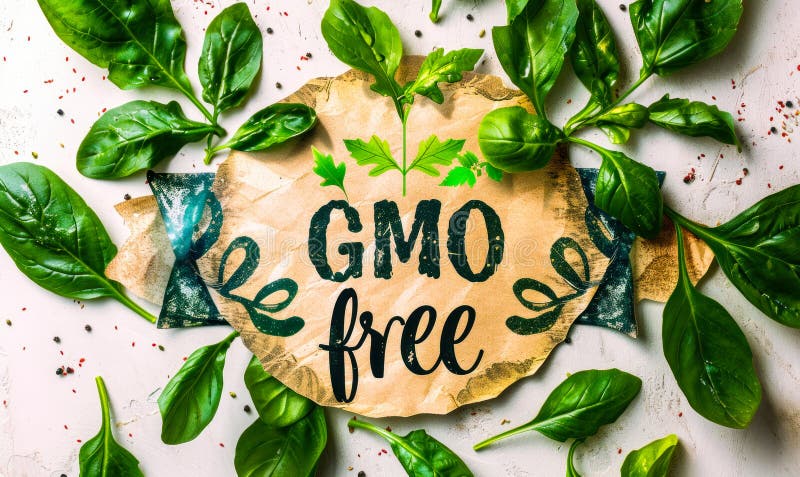 Eco-friendly GMO Free Label with a Green Sprouting Seedling Symbol ...