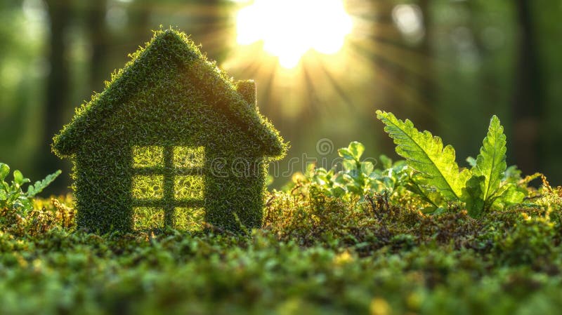 Eco-friendly Green House Model Amidst Sunlit Forest Environment Stock ...