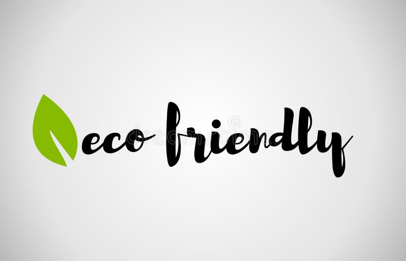Eco Friendly Green Leaf Handwritten Text White Background Stock Vector