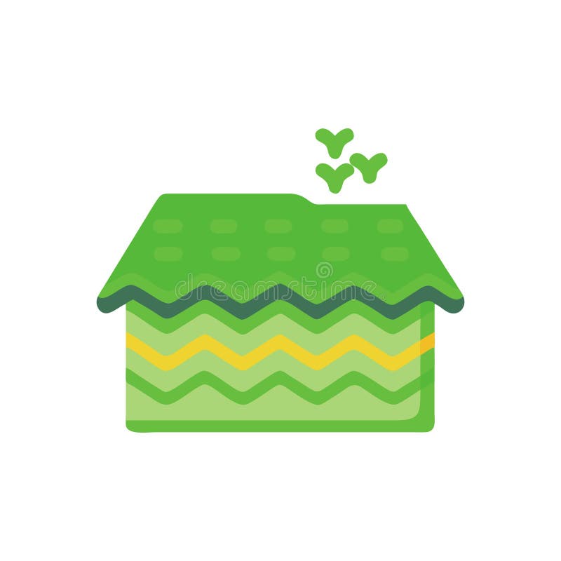 Eco-Friendly Green Roof Design Icon Stock Illustration - Illustration ...