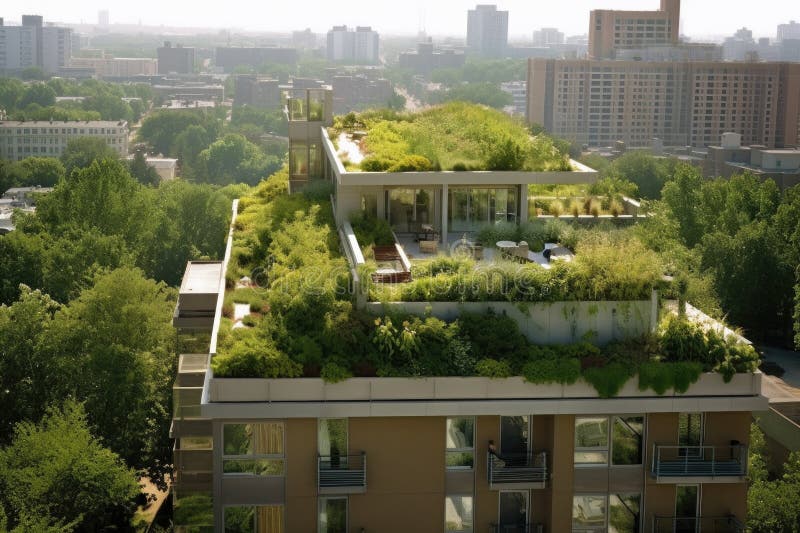 Eco-friendly Green Rooftop Garden on a Modern Building Stock Image ...