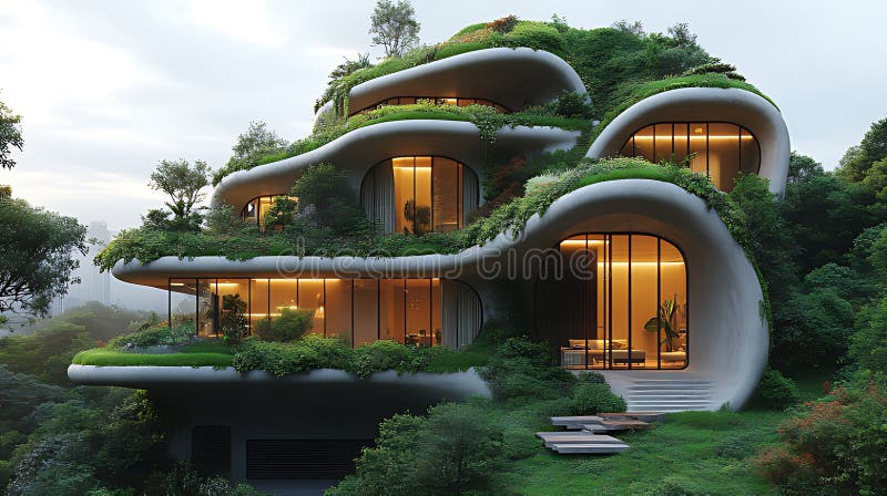 Eco-friendly Hillside House, Sunset, Green Roof, Architecture ...