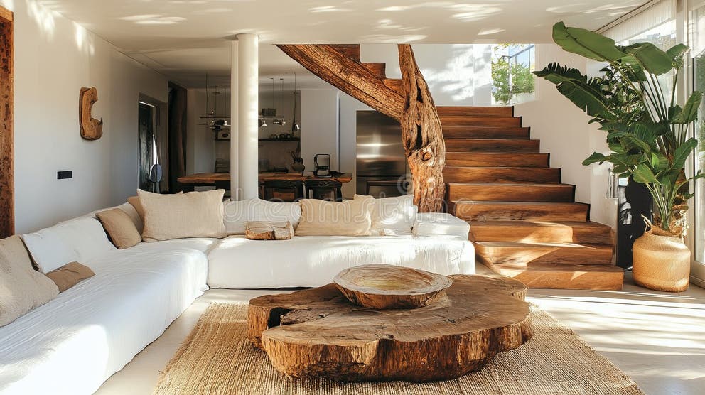 Eco-friendly Home Interior with Natural Textures. Stock Image - Image ...