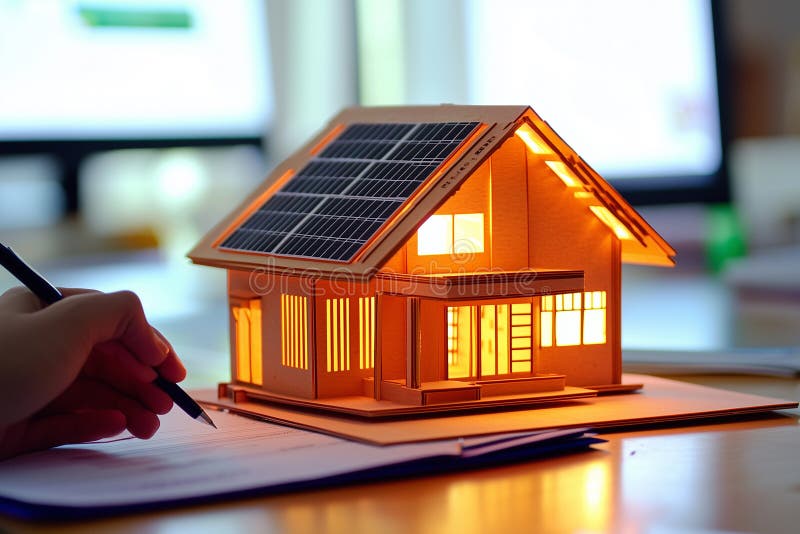 Eco-Friendly Home Model Design Stock Illustration - Illustration of ...