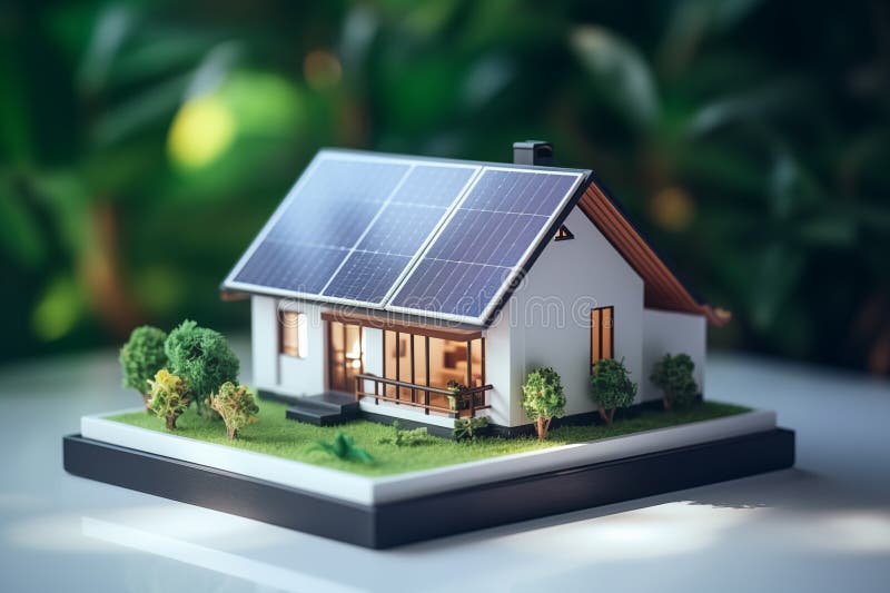 Eco-Friendly Home Model with Solar Panels Stock Image - Image of energy ...