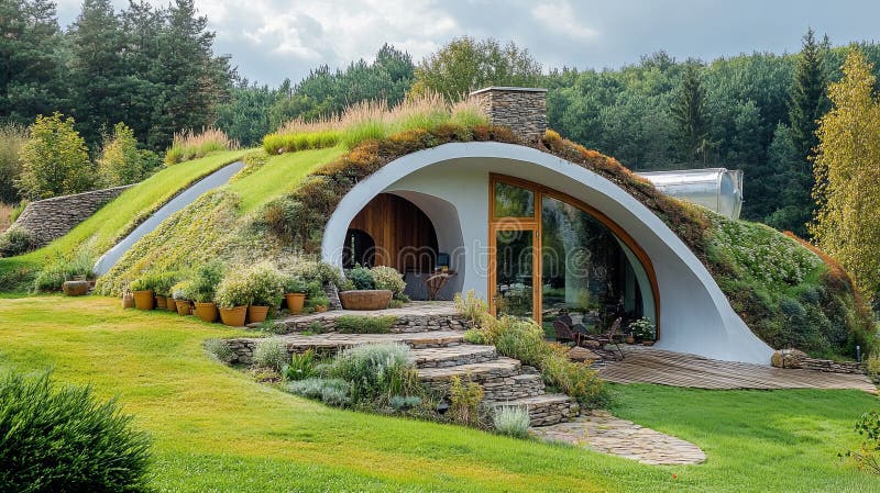 Eco-friendly Home with Sustainable Architecture, Natural Design.. Stock ...