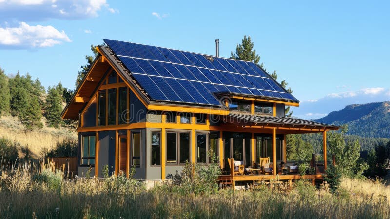 Eco-Friendly Home Using Passive Solar Design Techniques in Nature Stock ...